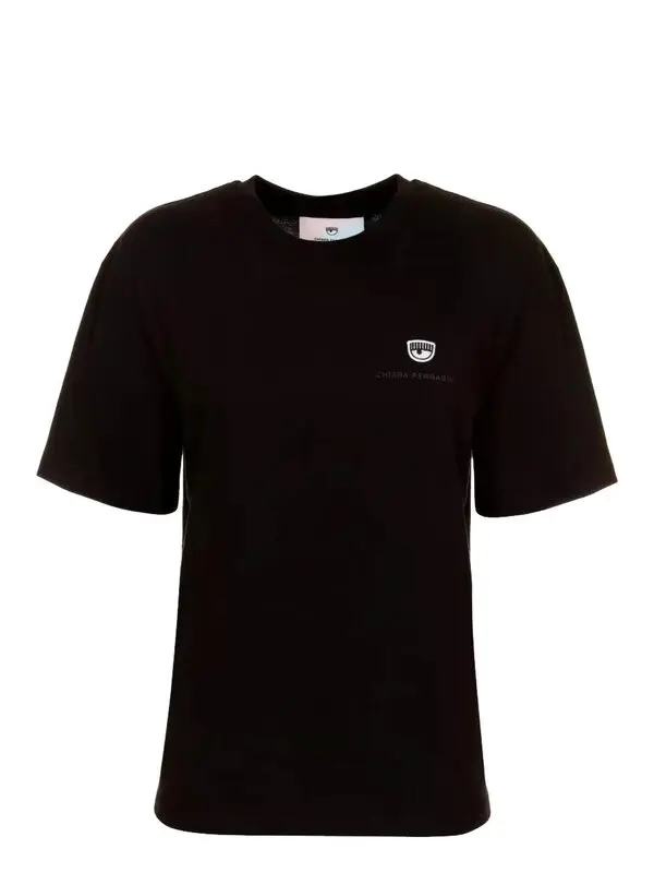 CHIARA FERRAGNI Logo-embroidered T-shirt - Black