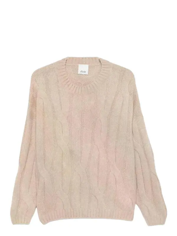 ALLUDE Cable-knit Drop-shoulder Sweater - Neutrals