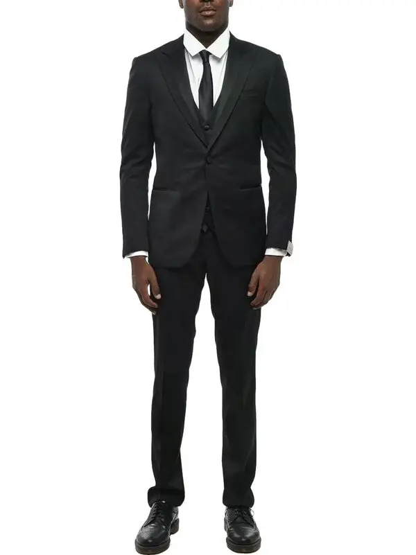 Corneliani Three-piece Silk-blend Suit - Black