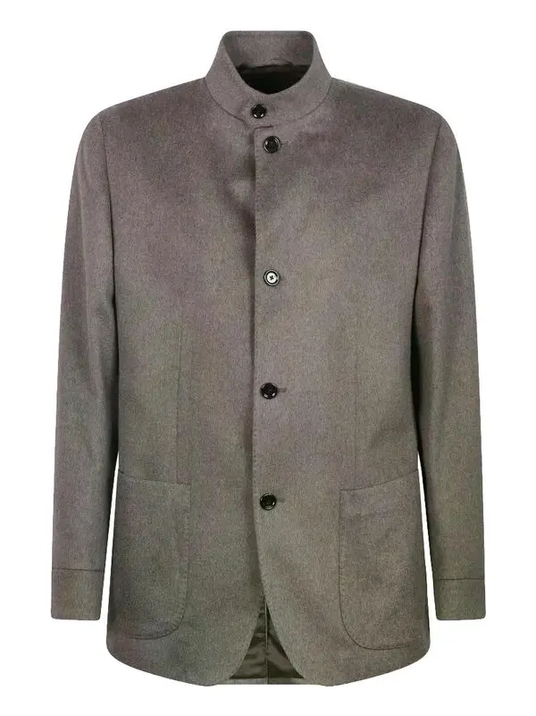 LARDINI Button-up Stand-collar Coat - Grey