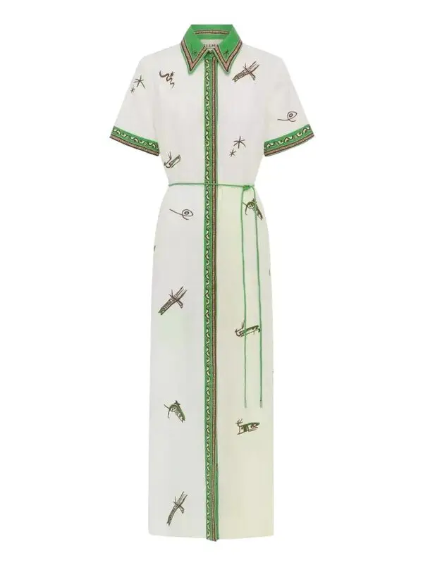 ALEMAIS Wanda Embroidered Shirt Dress - Neutrals