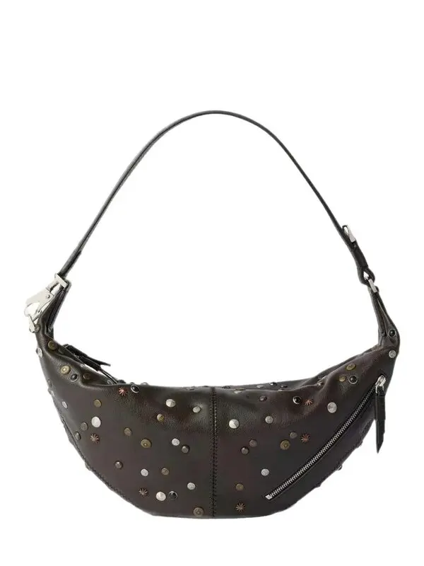 LEMAIRE Mini Quiver Clip Bag In Satellite-studded Grained Buffalo Leather - Brown