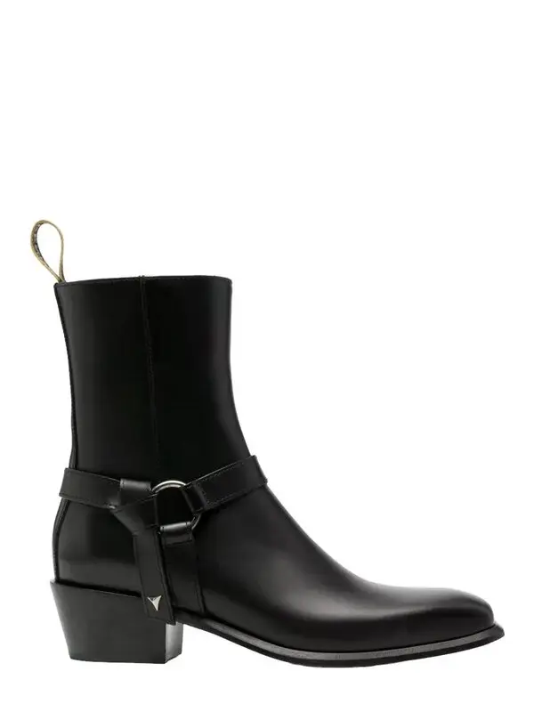 Fendi Double O Leather Ankle Boots - Black