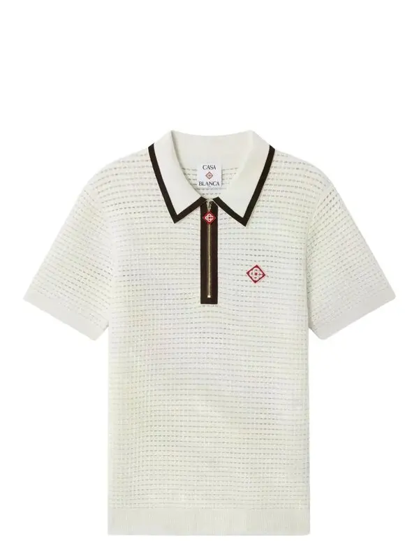 Casablanca Waffle-stitch Wool Polo Shirt - Neutrals