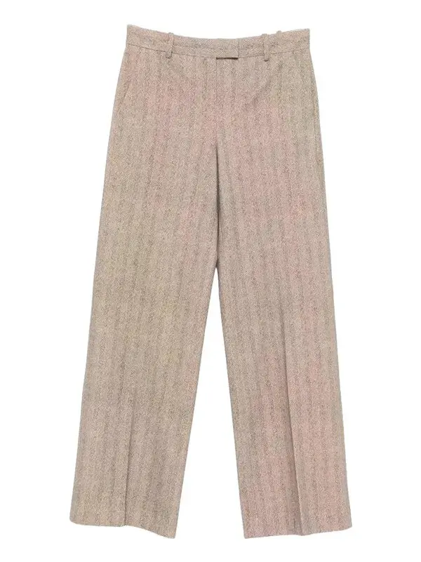 CIRCOLO 1901 Herringbone-pattern Straight-leg Trousers - Neutrals