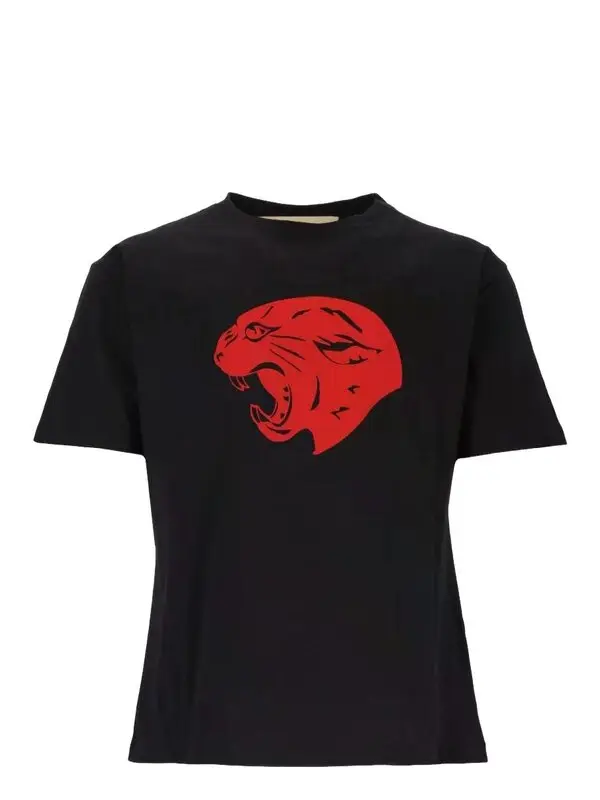Valentino Garavani Cotton T-shirt With Panther Print - Black