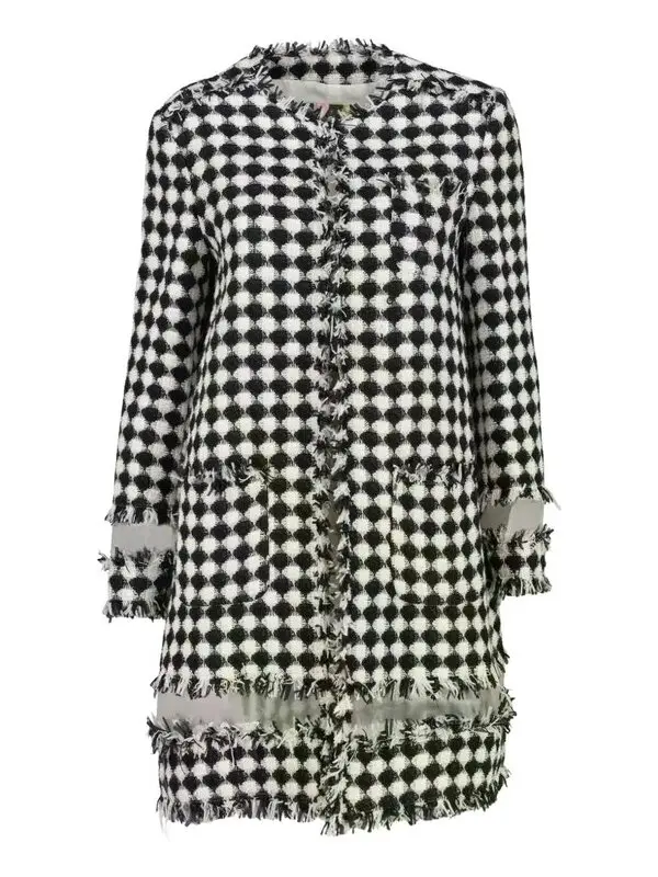MSGM Tweed Frayed Coat - Black
