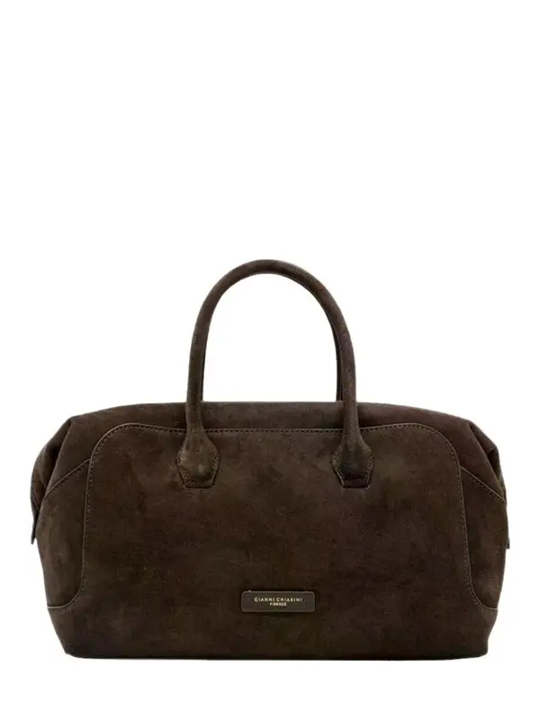 GIANNI CHIARINI Suede Top-handle Clutch Bag - Brown