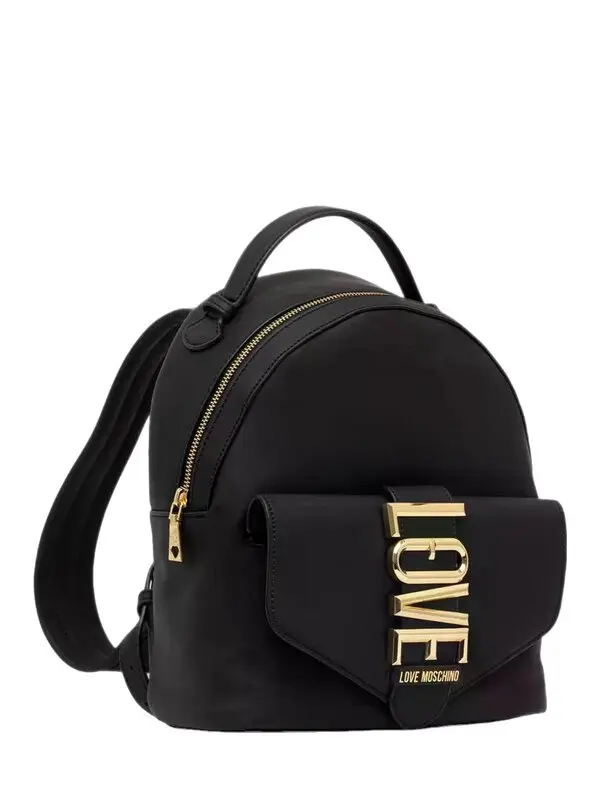 Moschino Logo-plaque Buckle Backpack - Black
