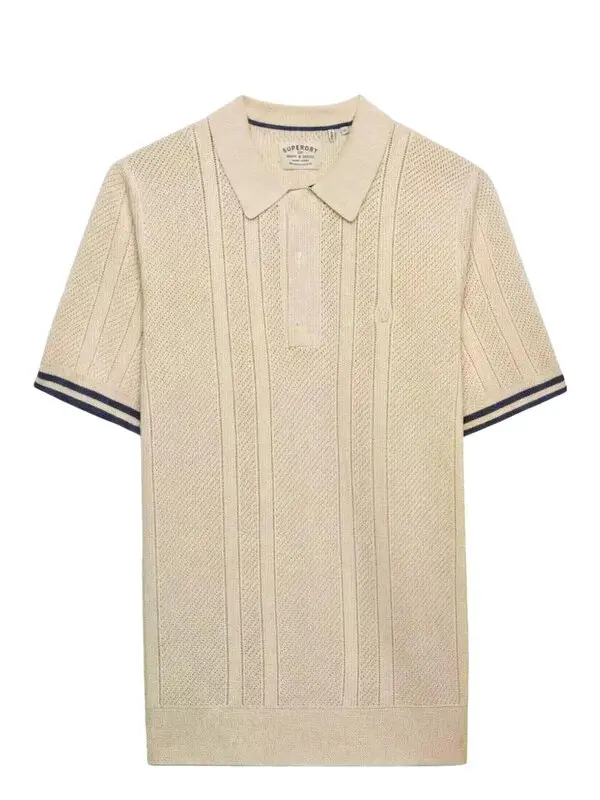 Superdry Knitted Textured Polo Shirt - Neutrals