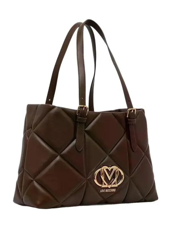 Moschino Quilted Logo-plaque Tote Bag - Brown