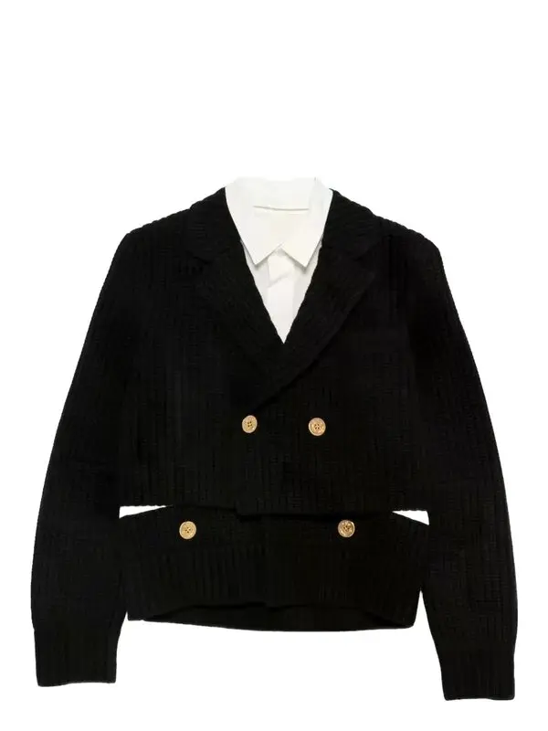 Sacai Double-breasted Ribbed Cardigan - Black