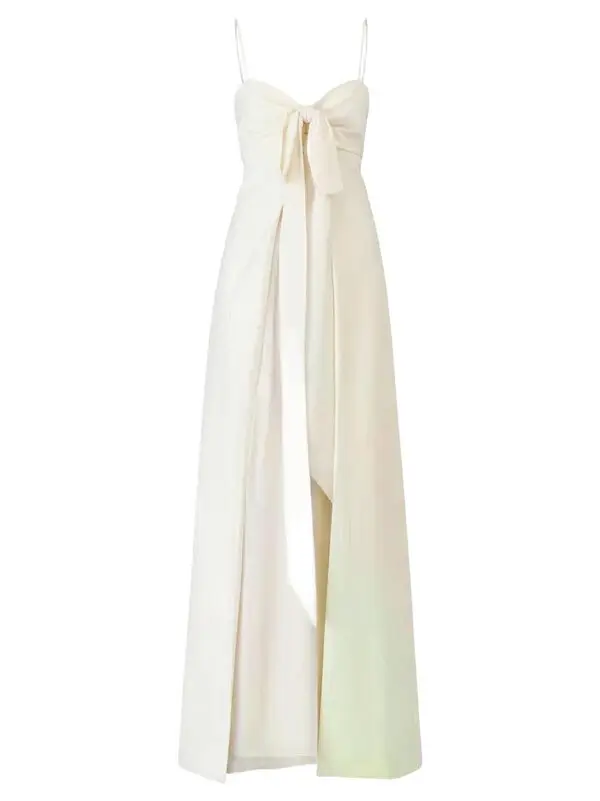 Cinq À Sept Amberly Gown Bow-detail Maxi Dress - Neutrals