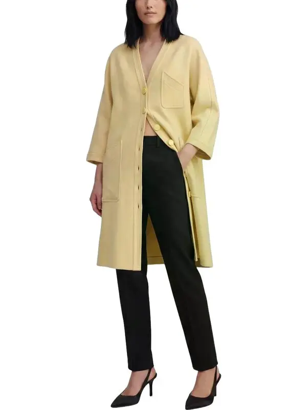 Valentino Garavani V-neck Patch-pockets Coat - Yellow