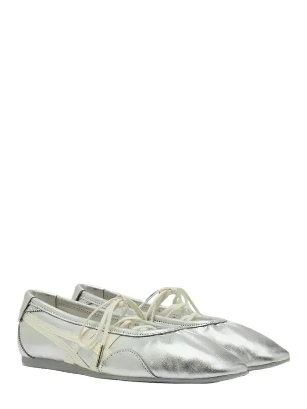Onitsuka Tiger Gymnarina Ballet Flats With Lace Fastening - Silver