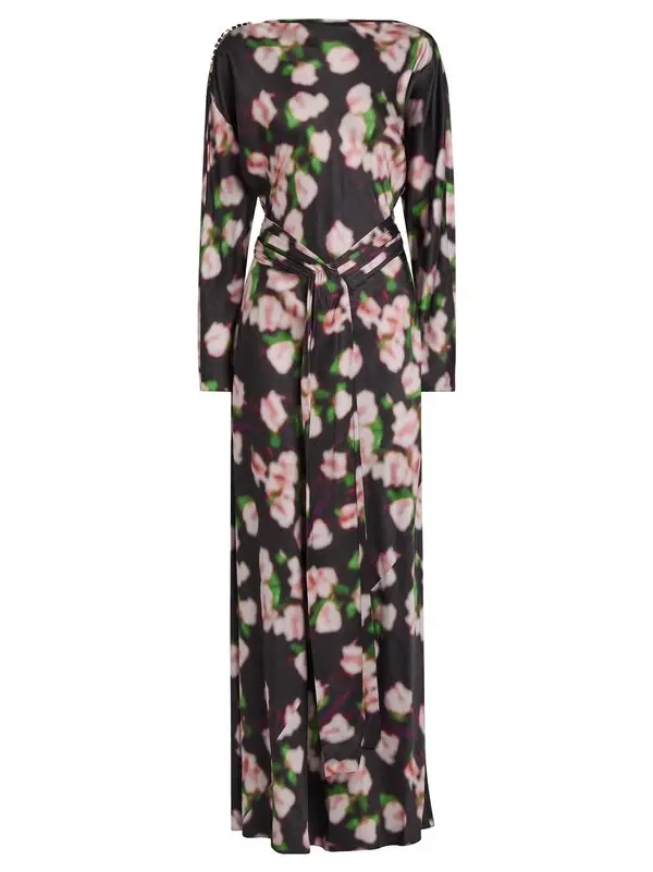 PATRICK MCDOWELL Ninette Floral-print Belted Satin Maxi Dress - Multicoloured