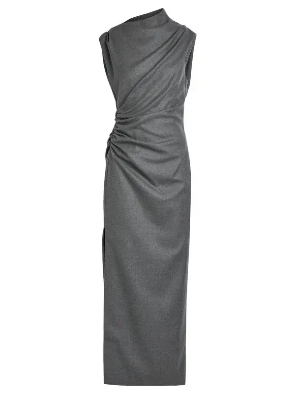 ARMARIUM Melissa Ruched Stretch-wool Midi Dress - Grey
