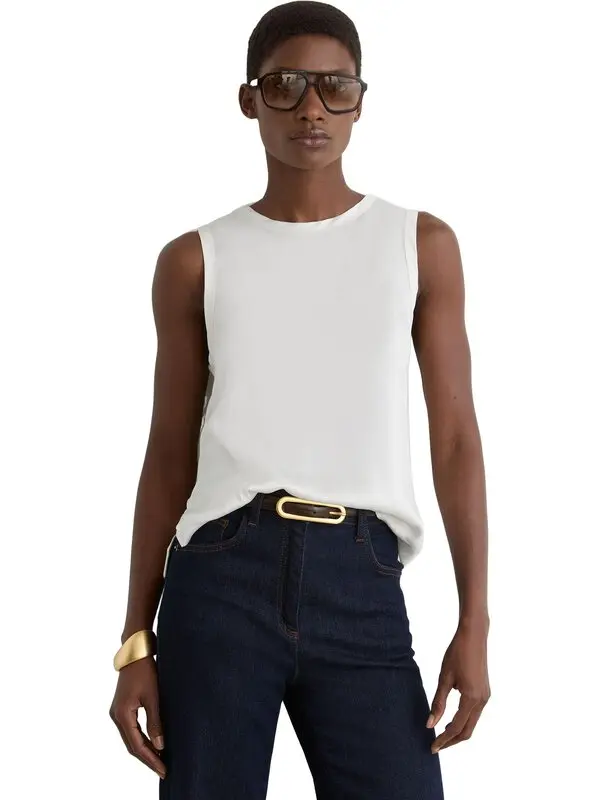 REISS Silk-front Jersey Vest - White
