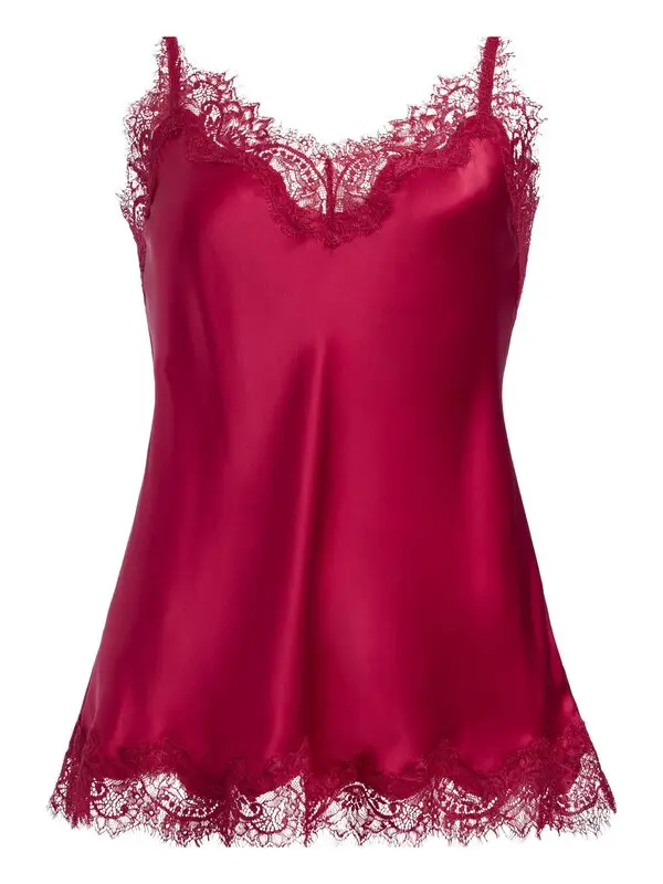 SAINTED SISTERS Scarlett Silk Camisole With Lace Trim - Red