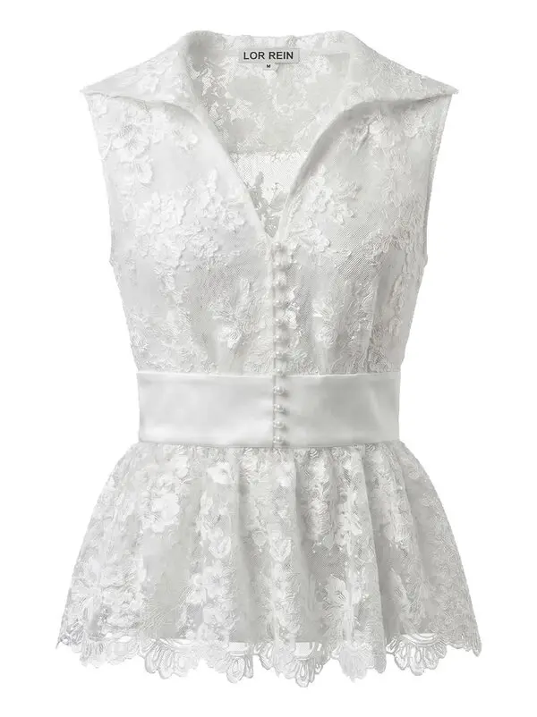 LOR REIN Elio Lace Top - White