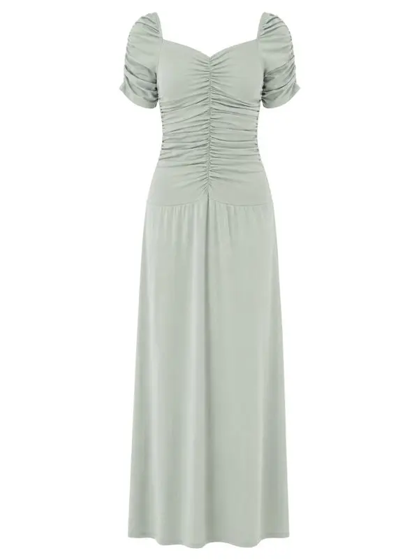 Carmen Says Turquoise Persephone Draped Dress - Blue