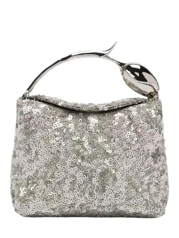 Erdem Bloom Sequin-embellished Tote Bag - Silver