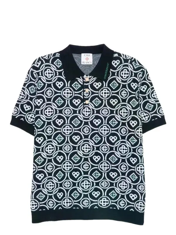 Casablanca Monogram-print Polo Shirt - Blue
