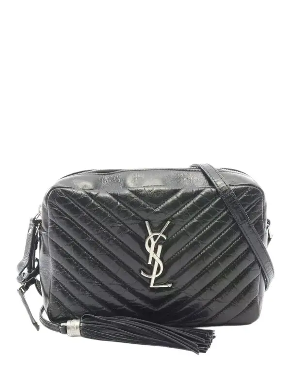 Saint Laurent Lou Chevron Quilted Leather Crossbody Bag - Black