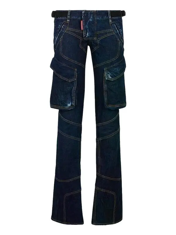 Dsquared2 Dark Cotton Denim Belt-loops Jeans With Panelled Design - Blue
