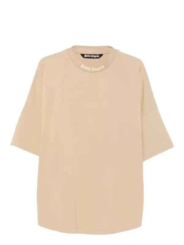 Palm Angels Logo-print Drop-shoulder T-shirt - Neutrals