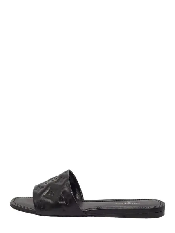 LOUIS VUITTON Revival Monogram Debossed Square Toe Sandals - Black
