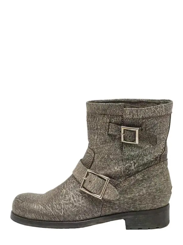 JIMMY CHOO Platinum Buckle Ankle Boots - Grey