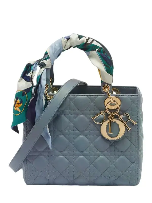 Dior 2018 Medium Lady Cannage Tote Bag - Blue