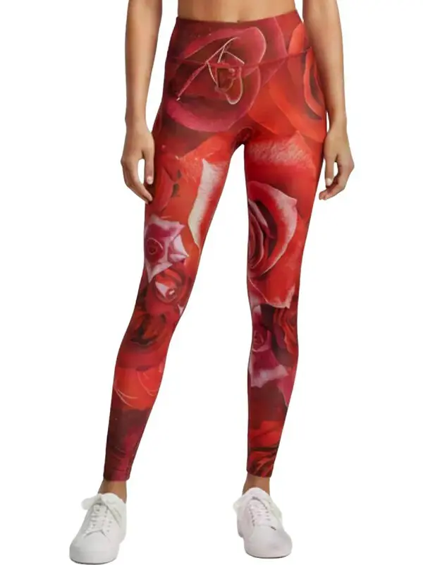 Roberto Cavalli Rose-print Leggings - Red