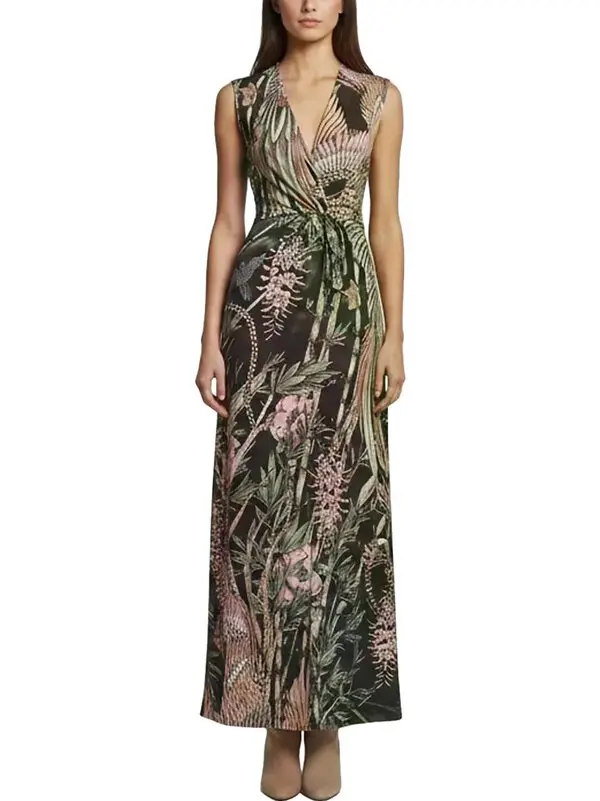 Just Cavalli Printed V-neck Maxi Dress - Black