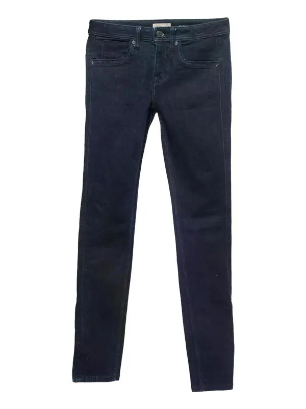 Burberry Cotton Skinny Leg Jeans With Side Zip Detail - Blue