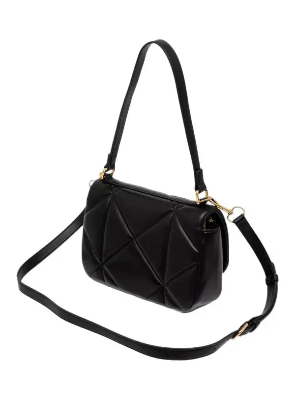 Moschino Quilted Logo-plaque Shoulder Bag - Black