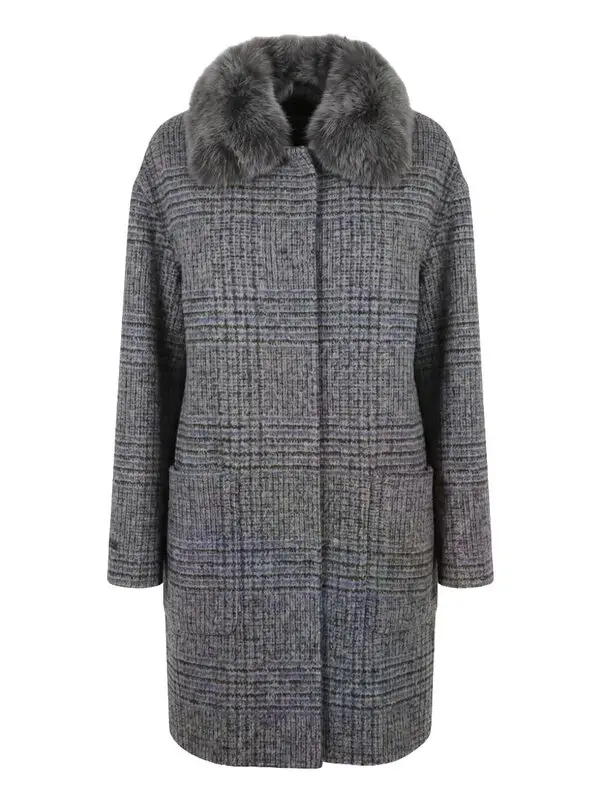 MANZONI 24 Single-breasted Checked Coat - Grey