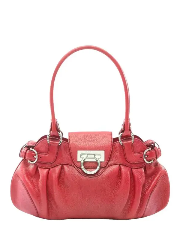 FERRAGAMO Gancini Plaque Handbag - Red