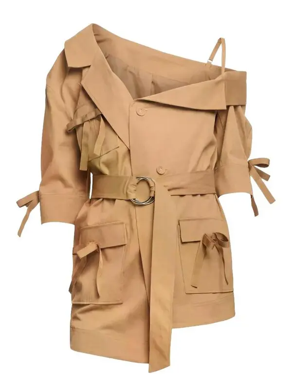 Cinq À Sept Saige Off-shoulder Belted Jacket - Neutrals