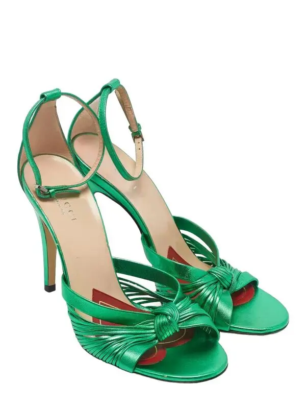 Gucci Ilse Knotted Heeled Sandals - Green
