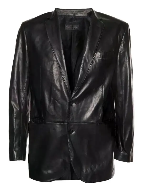 Ralph Lauren Lambskin Button-up Jacket - Black