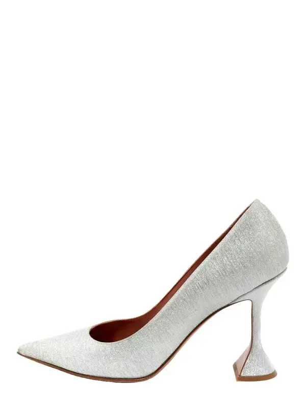 Amina Muaddi Glitter Flared Stiletto Pumps - Silver