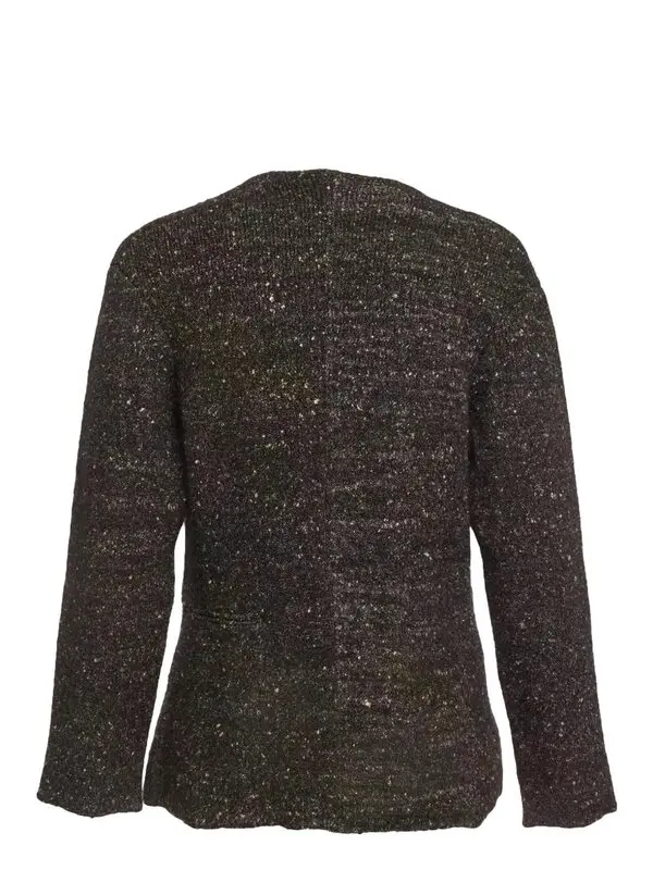 LOUIS VUITTON Tweed Asymmetrical Zip-up Cardigan - Black
