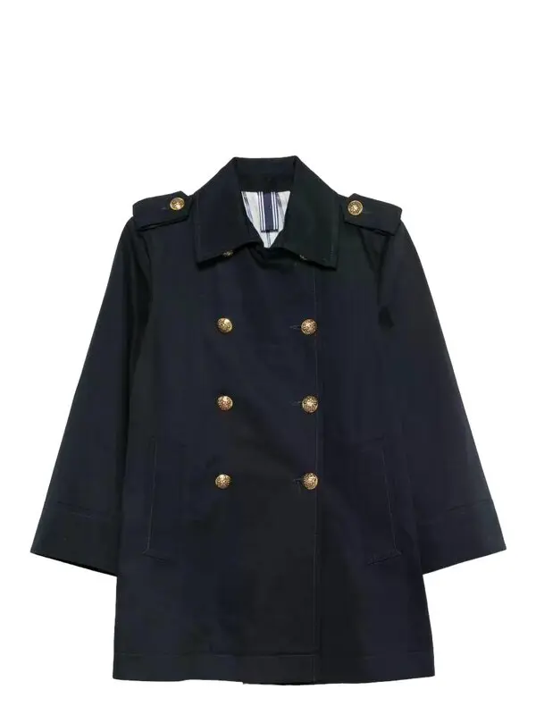 ANDIATA Double-breasted Cotton Coat - Blue