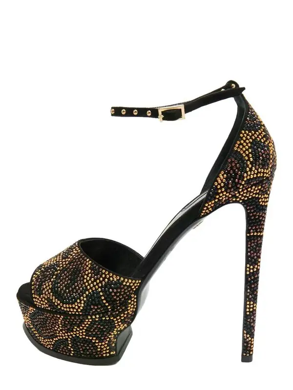 Roberto Cavalli Embellished Stiletto Platform Sandals - Black
