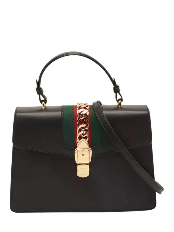 Gucci Medium Sylvie Chain-link-detail Tote Bag - Black