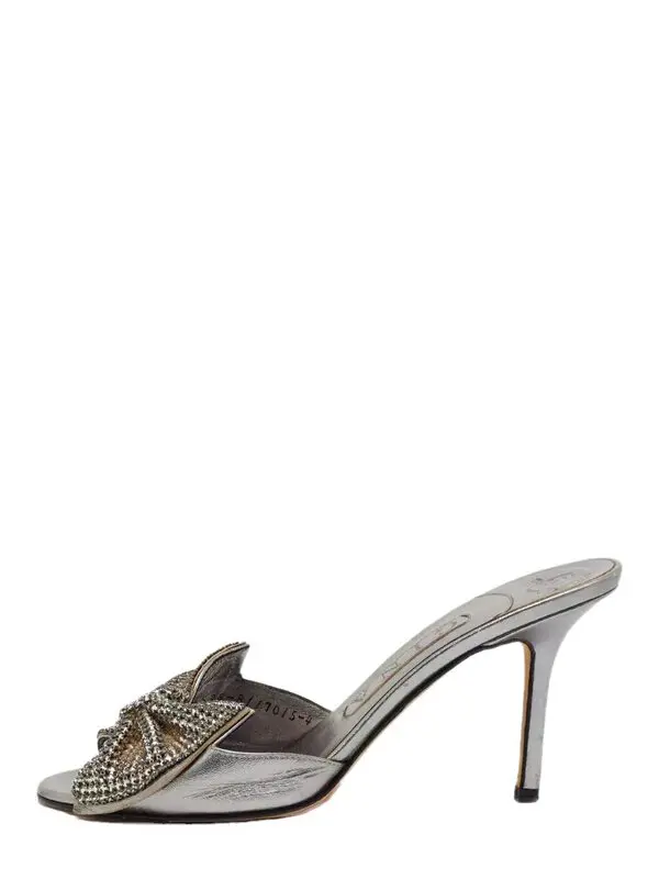 GINA Crystal-embellished Bow High Stiletto Sandals - Silver