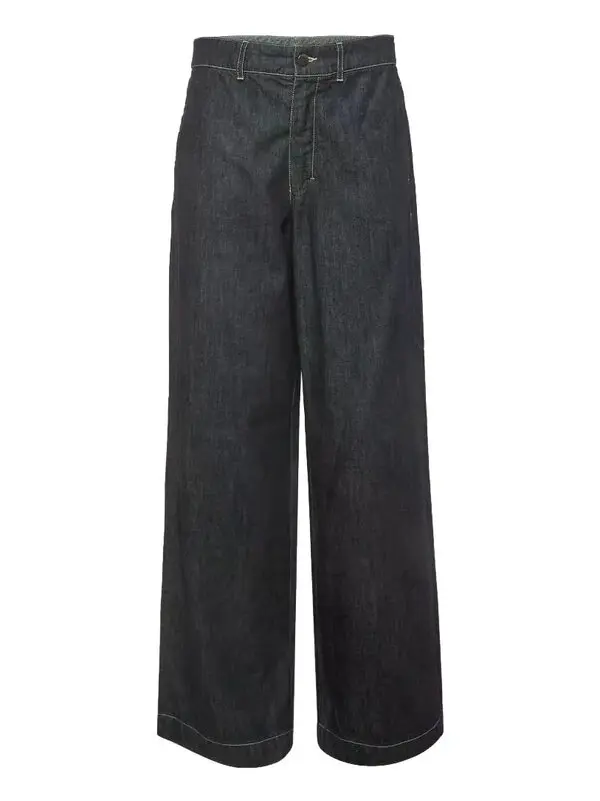 Max Mara Wide-leg Jeans With Contrast Stitching - Blue