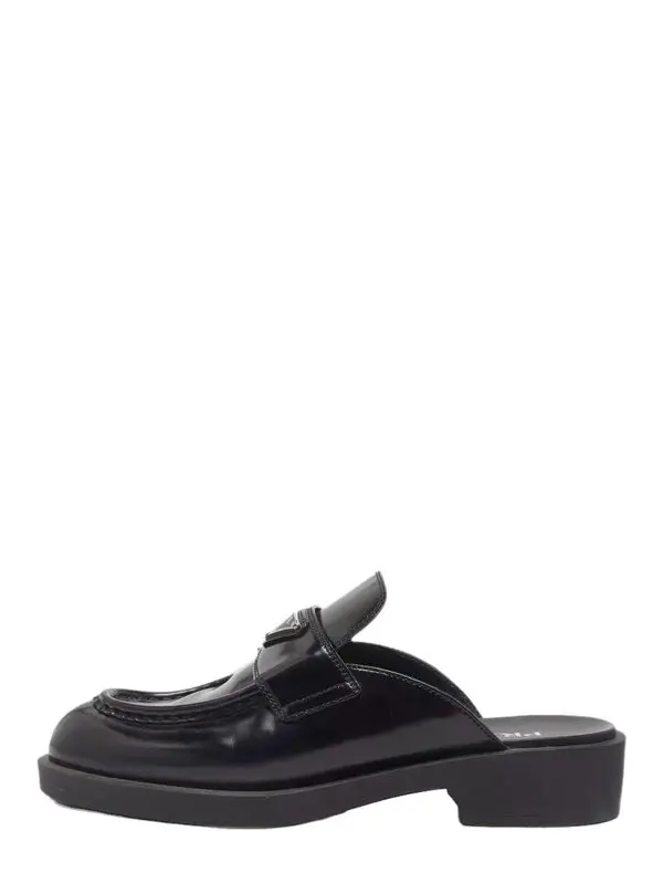 Prada Spazzolato Leather Mules - Black